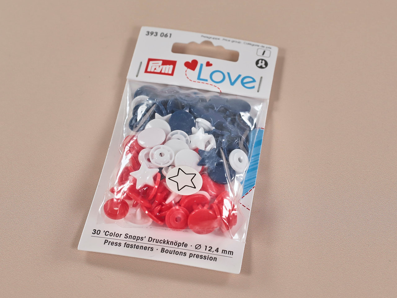 Haberdashery | Prym Love Snaps & Stars 12mm - Red/White/Blue | Fabric ...