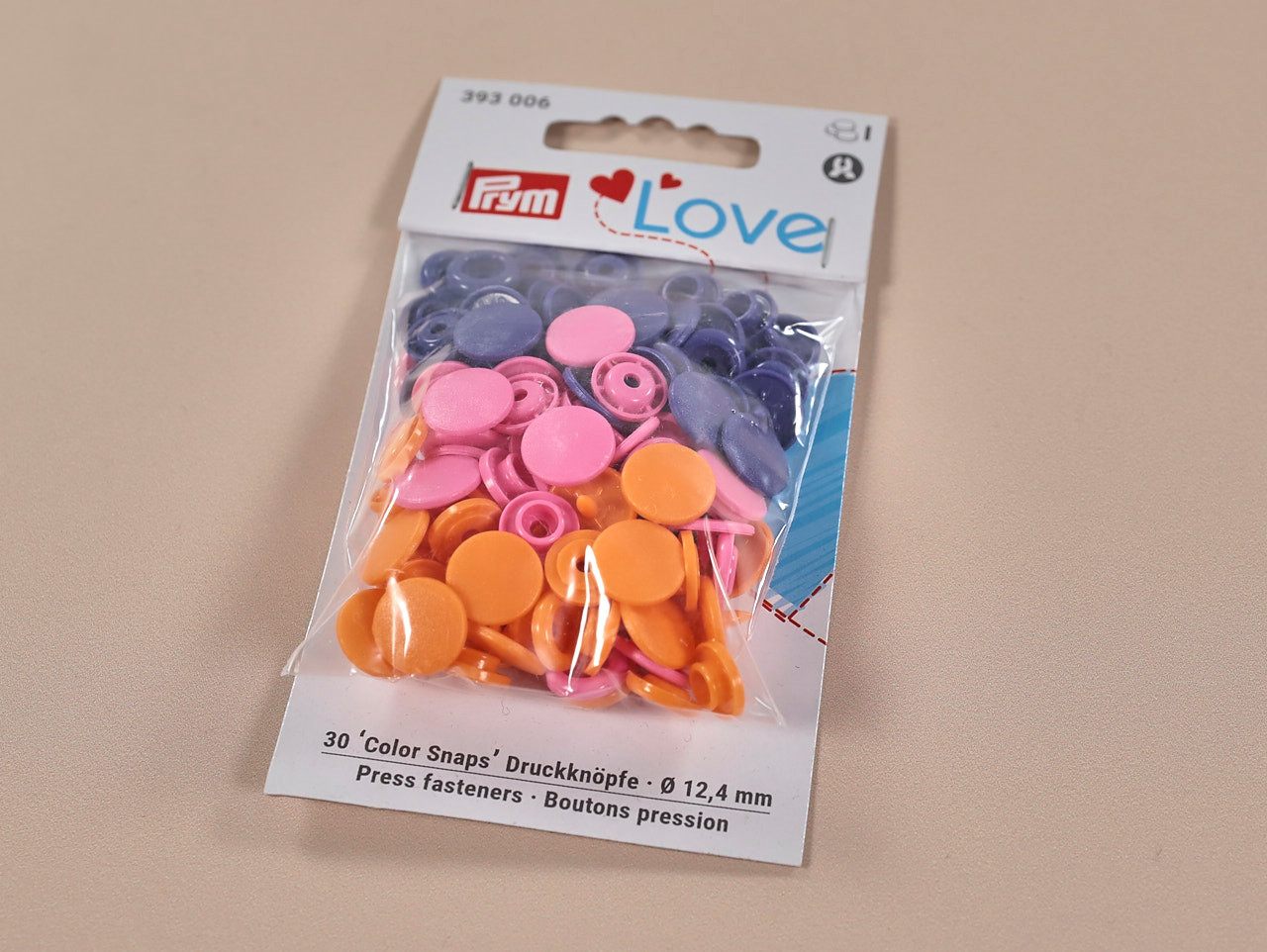 Haberdashery |Prym Love Snaps 12mm - Pink/ Purple/ Orange | Fabric ...