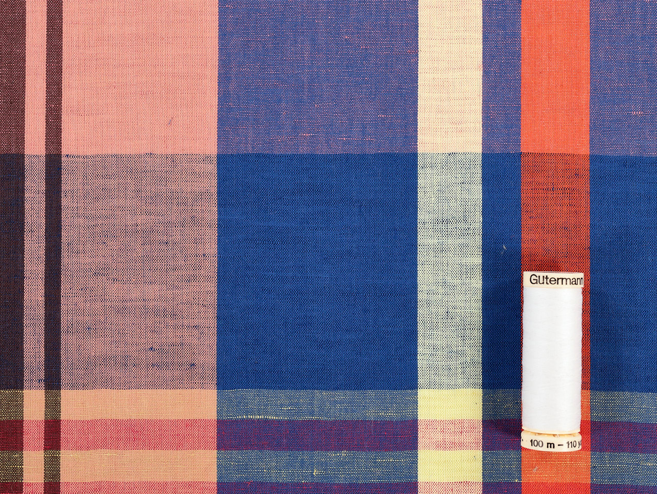Dressmaking Fabric | Acrobat Cotton & Linen - Cobalt and Coral | Fabric ...