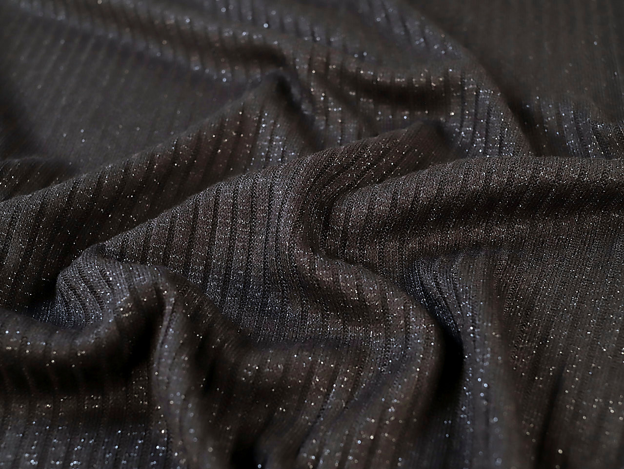 Dressmaking Fabric | Mandy Metallic Ribbed Jersey - Black | Fabric ...