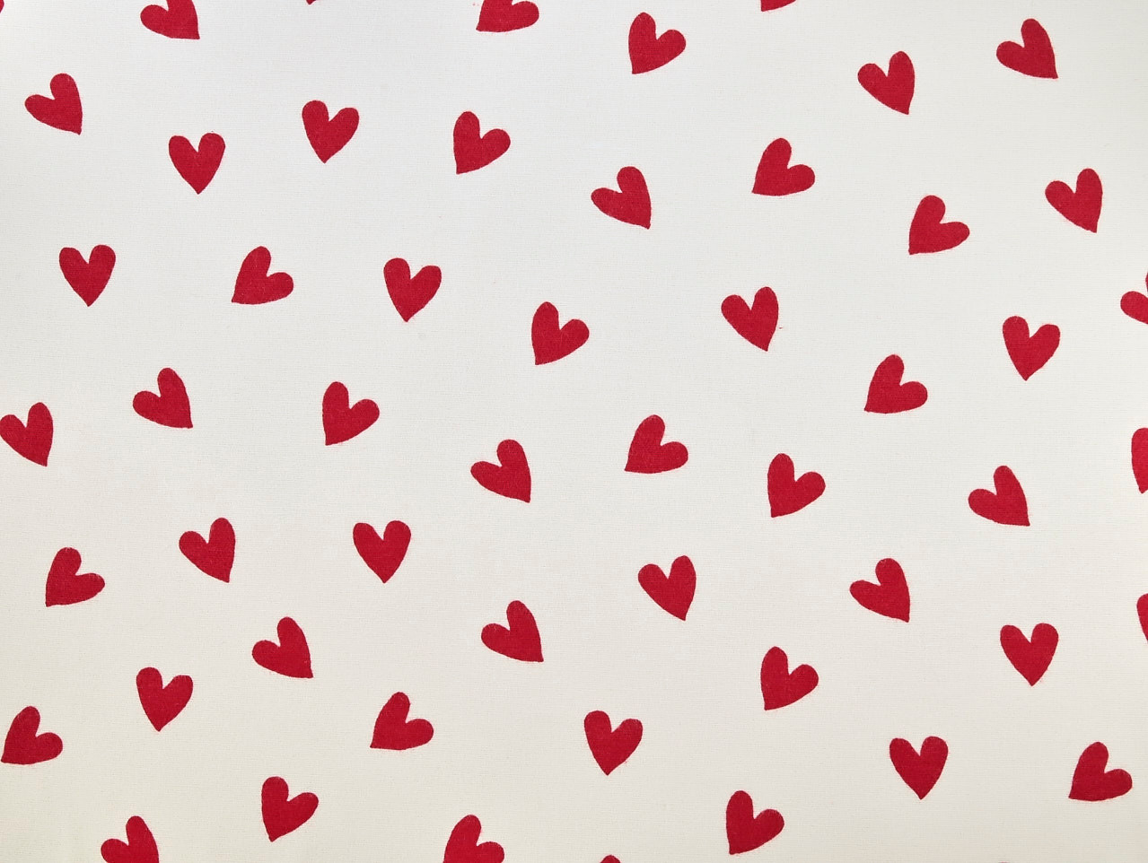 Dressmaking Fabric | Love Hearts Brushed Cotton Flannel - Ivory & Red ...