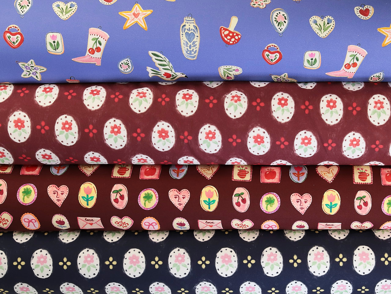Dressmaking Fabric | Bijou Flower Stretch Denim - Navy | Fabric Godmother