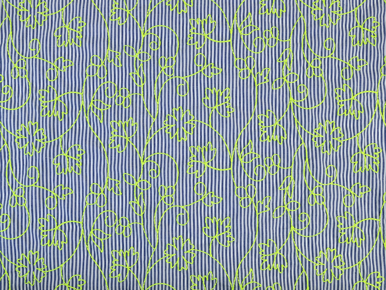 Dressmaking Fabric | Joyce Neon Floral Embroidered Cotton - Blue ...