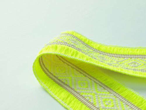 Haberdashery | Wide woven braided trim - 85mm - Neon Yellow | Fabric ...