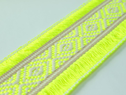 Haberdashery | Wide woven braided trim - 85mm - Neon Yellow | Fabric ...
