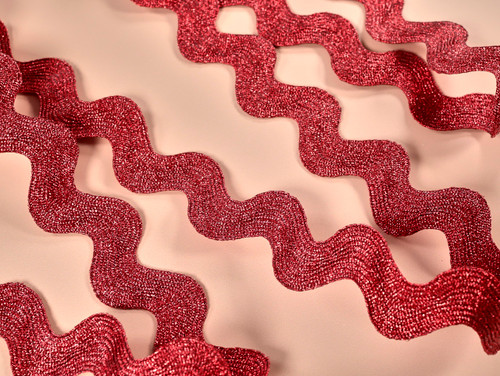 Dressmaking Trim | Metallic Ric Rac Braid - 25mm - Red | Fabric Godmother