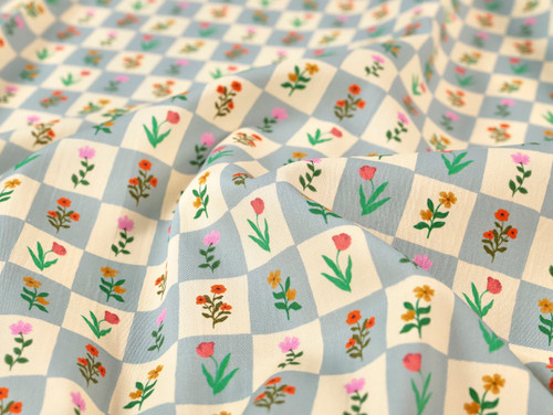 Dressmaking Fabric | Garden Square Cotton Sateen - Powder Blue | Fabric ...