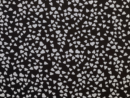 Dressmaking Fabric | Unity Hearts Viscose Twill - Black | Fabric Godmother