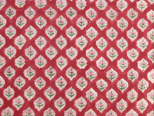 Dressmaking Fabric | Inaya Floral Hand Block Print - Burgundy | Fabric ...