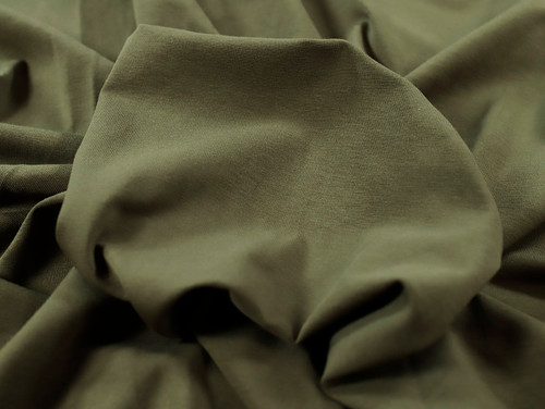Dressmaking Fabric | Organic Cotton Jersey - Army Green | Fabric Godmother