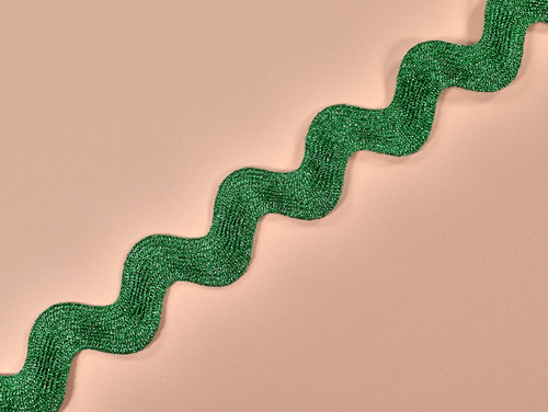 Dressmaking Trim | Metallic Ric Rac Braid - 25mm - Emerald | Fabric ...