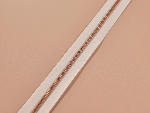 Zip | Continuous Rose Gold Zip #3 - White | Fabric Godmother