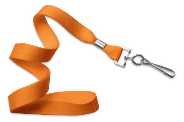 LANYARD STANDARD, ORANGE, 5/8", FLAT WOVEN LANYARD W/NICKEL PLATED ...
