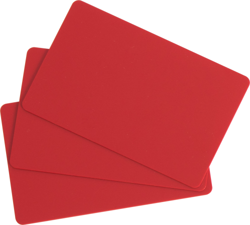 EVOLIS | PVC BLANK CARDS - RED - 30 MIL - 1 pack of 100 cards