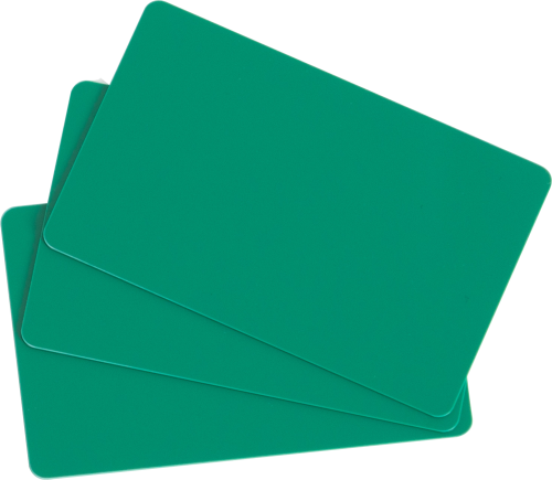 EVOLIS | PVC BLANK CARDS - GREEN - 30 MIL - 1 pack of 100 cards