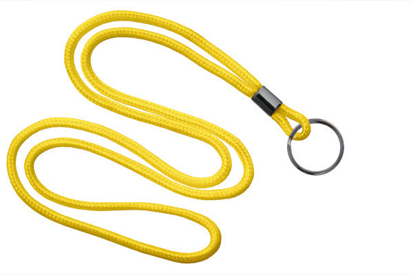 BRADY | YELLOW - Round Woven Lanyard with Black Ox Split Ring (100 ...
