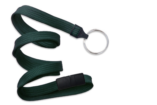 LANYARD STANDARD, FOREST GREEN, 3/8", FLAT WOVEN BREAK-AWAY LANYARD W ...