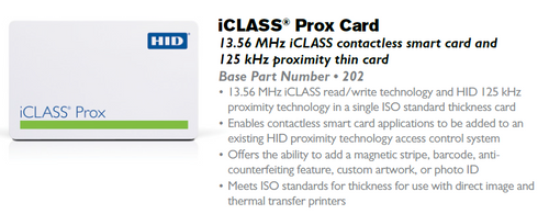 HID iCLASS 2120 Cards, Format H10301, 2120HBGGMNM
