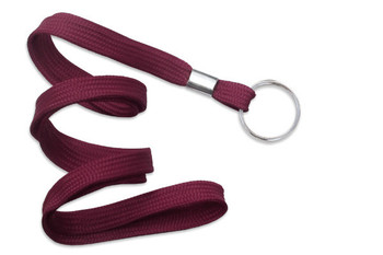 LANYARD STANDARD, MAROON, 3/8" FLAT WOVEN LANYARD W/NICKEL PLATED STEEL ...