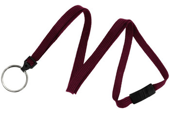 LANYARD STANDARD, MAROON, 3/8", FLAT WOVEN BREAK-AWAY LANYARD W/NICKEL ...