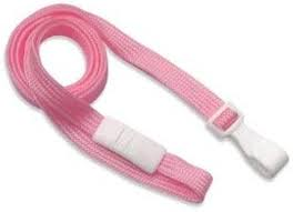 LANYARD STANDARD, PINK (PMS 1905C), 3/8", FLAT WOVEN BREAK-AWAY LANYARD ...
