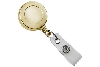 Gold Round Badge Reel With Strap And Slide Clip (100 Reels)