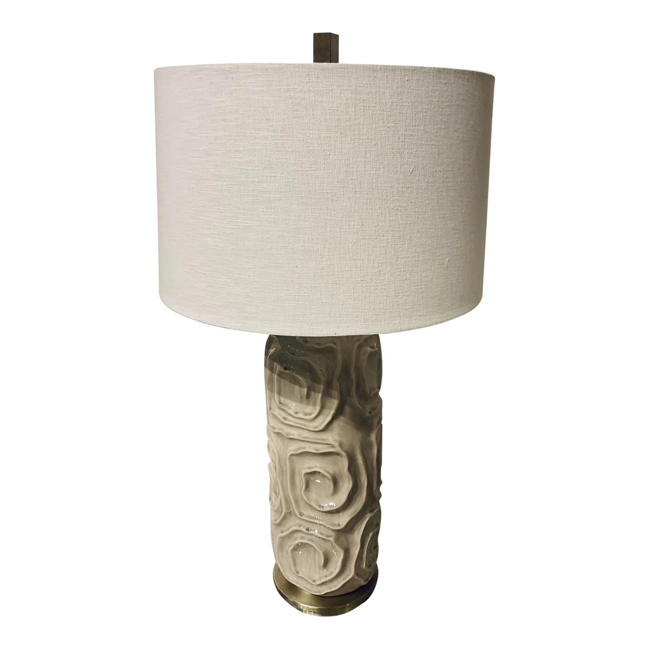 Abstract Modern Greige Glaze Greek Key Table Lamp