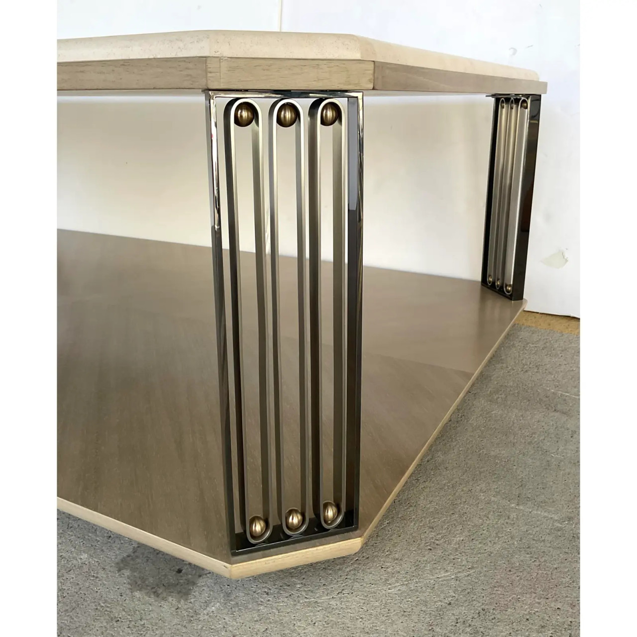 Caracole Modern Travertine Alloy Cocktail Table