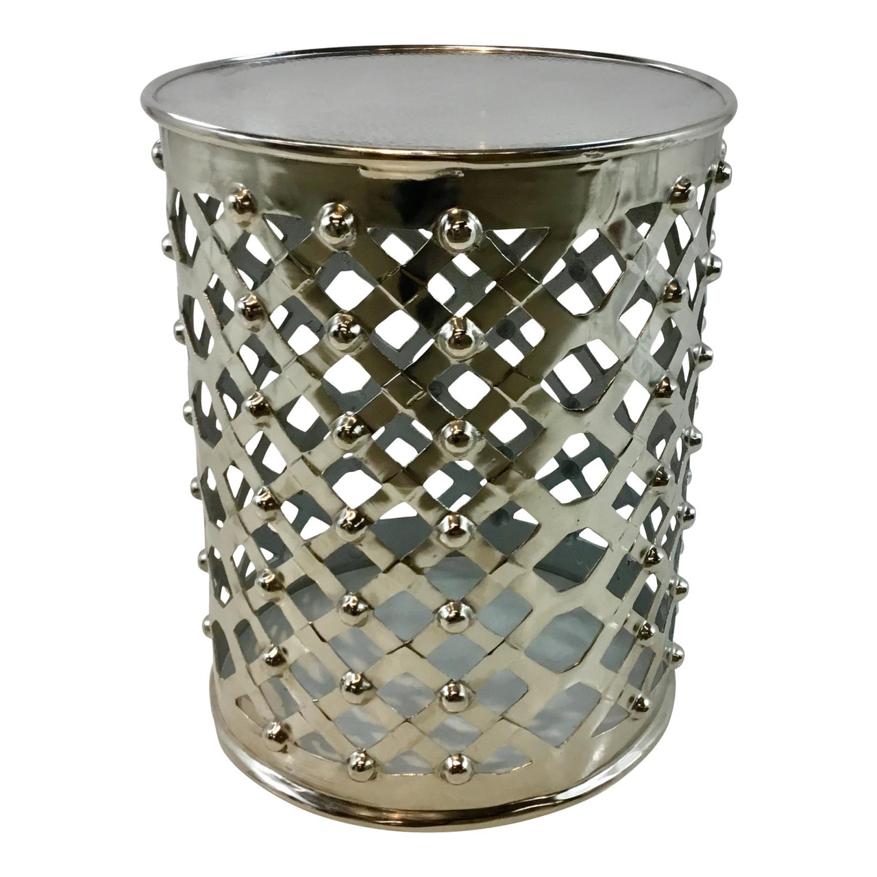 Modern Cyan Design Lattice Rivet Nickel Finished Alden Side Table ...