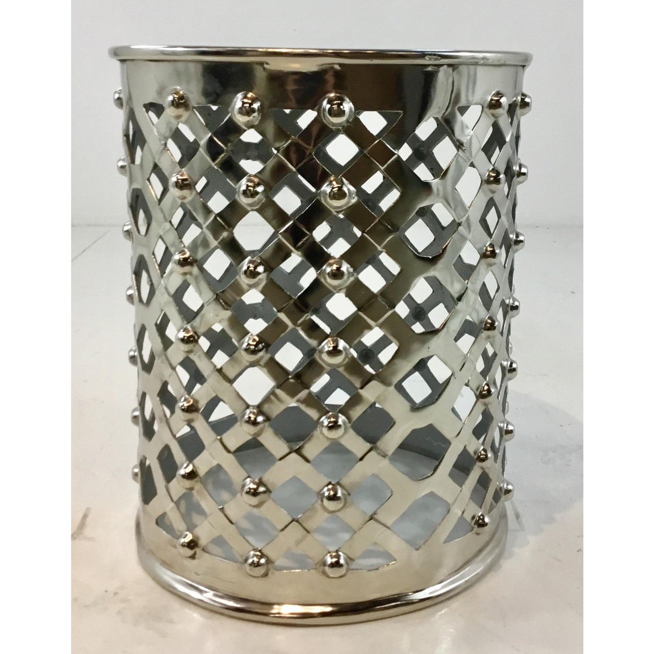 Modern Cyan Design Lattice Rivet Nickel Finished Alden Side Table ...