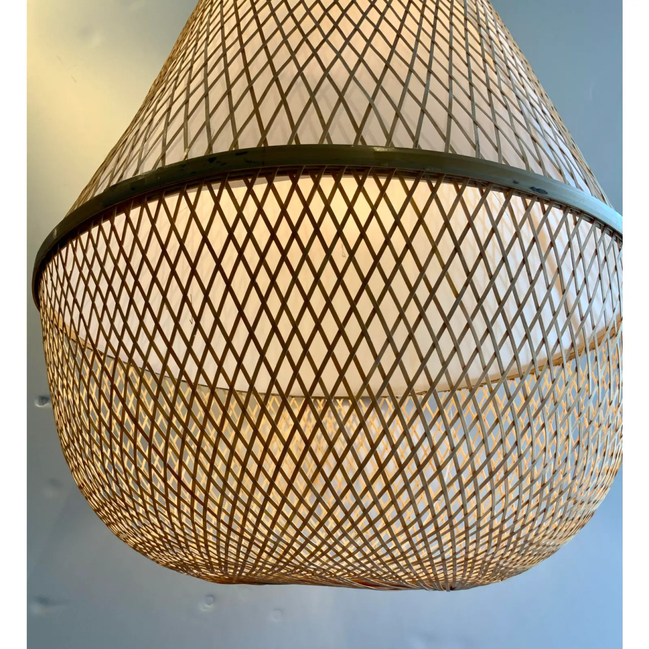 Organic Modern Large Natural Cane Pendant Light