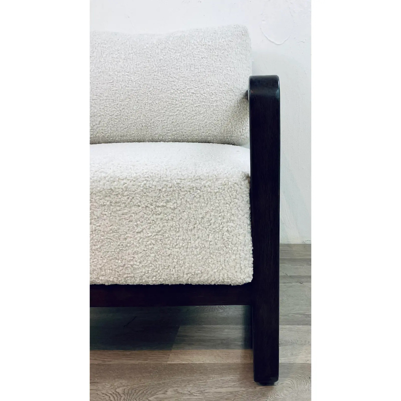 Modern Off-White Sherpa Lounge Chair