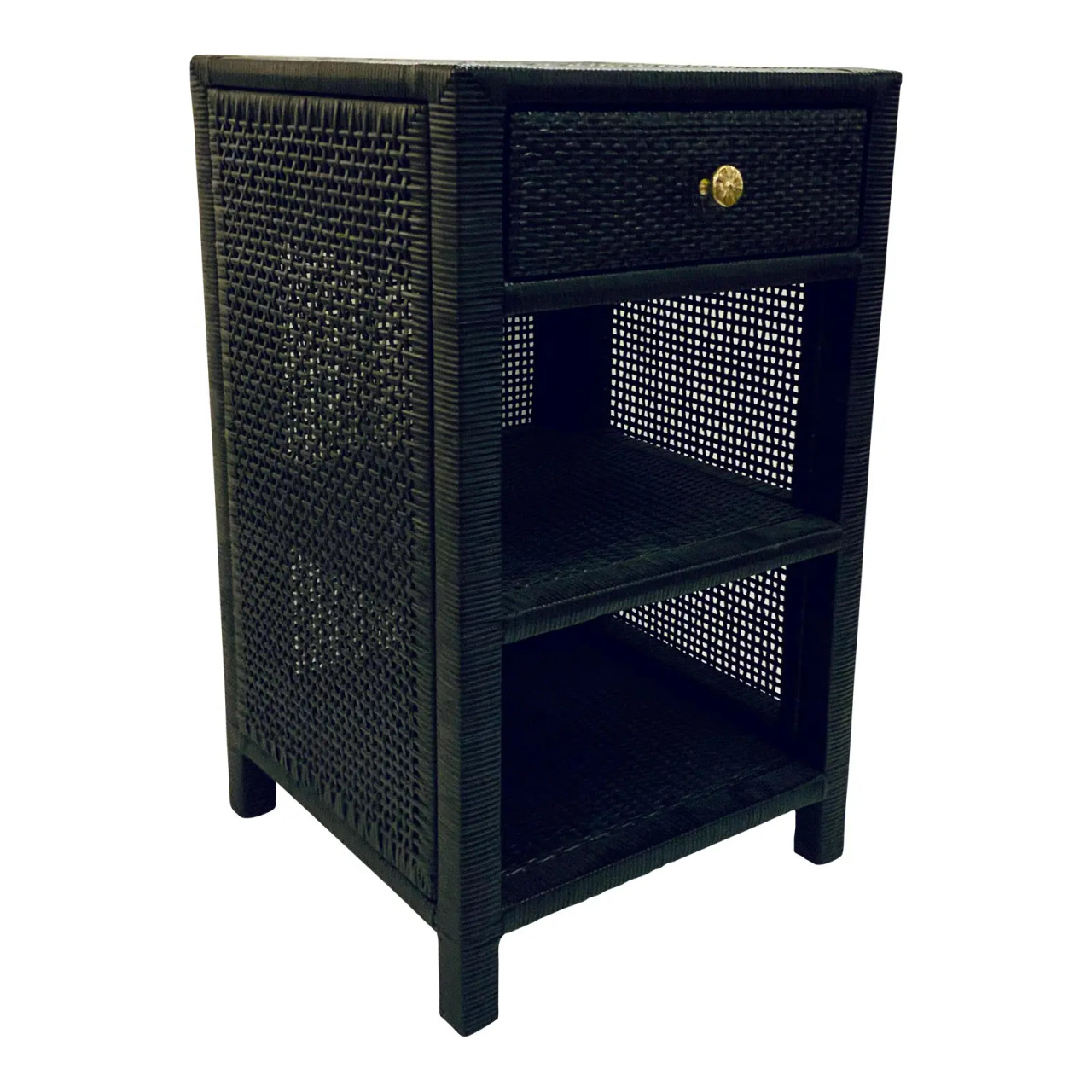 Made Goods Modern Onyx Finished Rattan Isla Nightstand