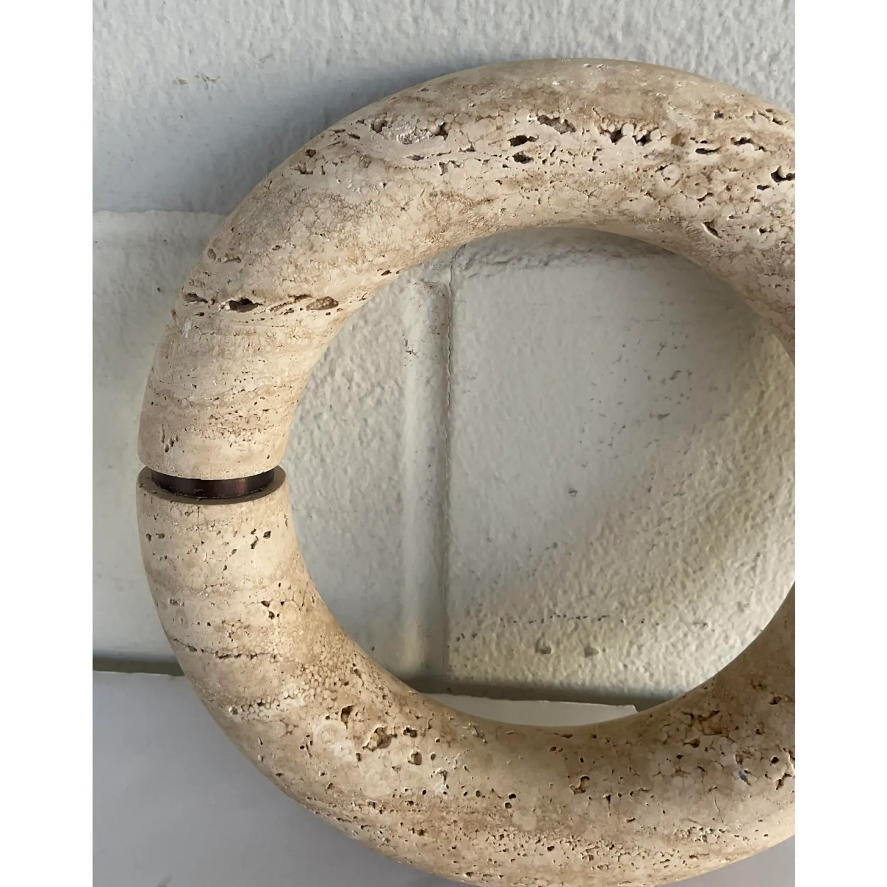Revelation Organic Modern Round Magnetic Travertine Anchor Sculpture