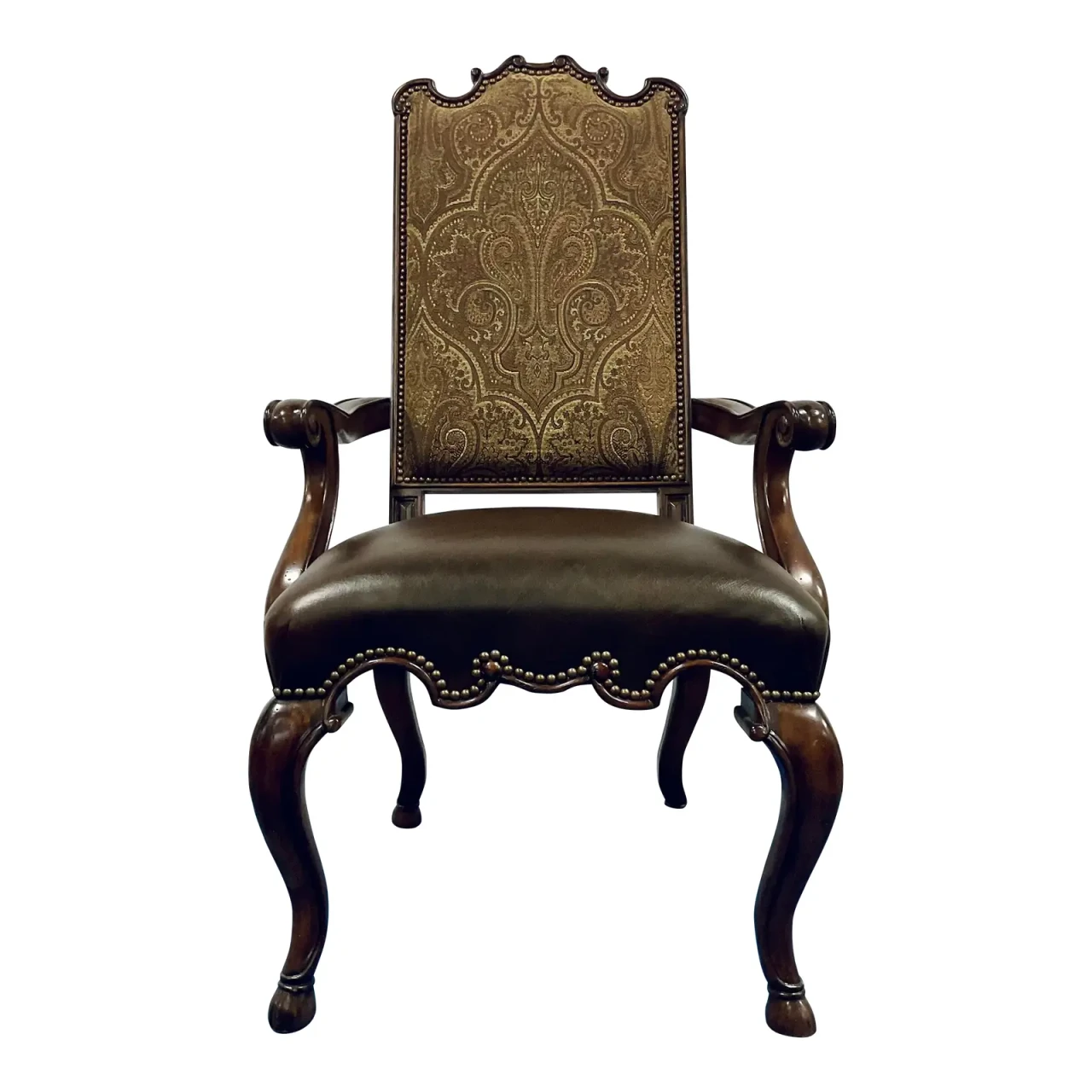 Maitland-Smith Traditional Paisley Dark Wellington Cottage Arm Dining Chair