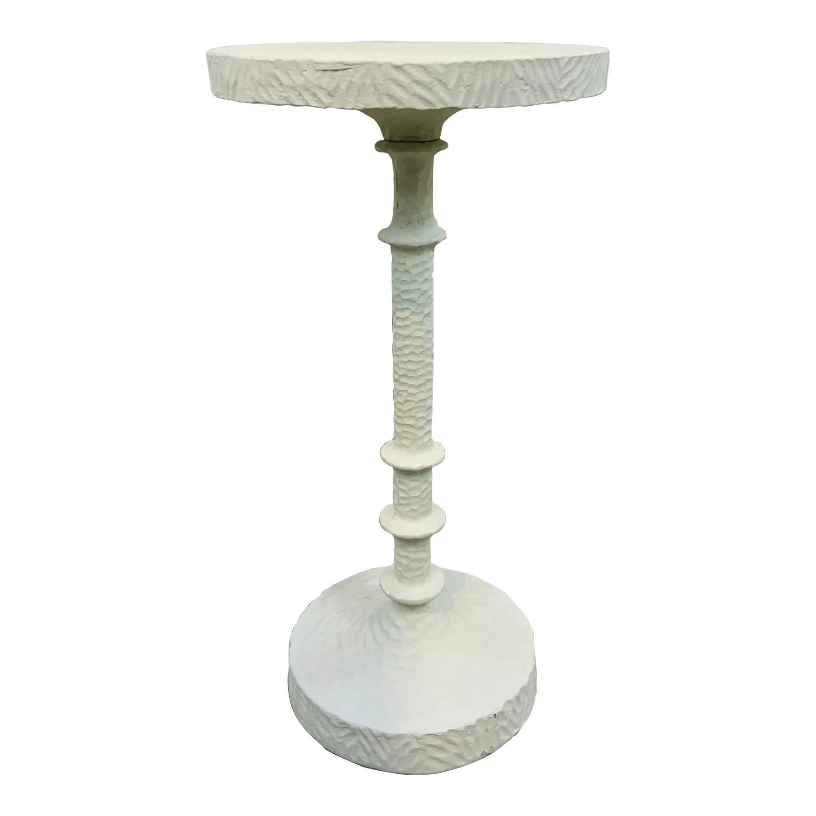 Currey & Co. Hammered White Metal Round Drinks Table