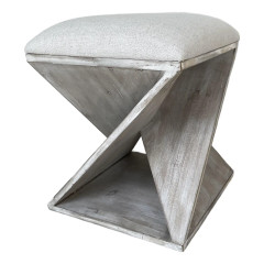Organic Modern Gray Wood Asymmetrical Accent Stool