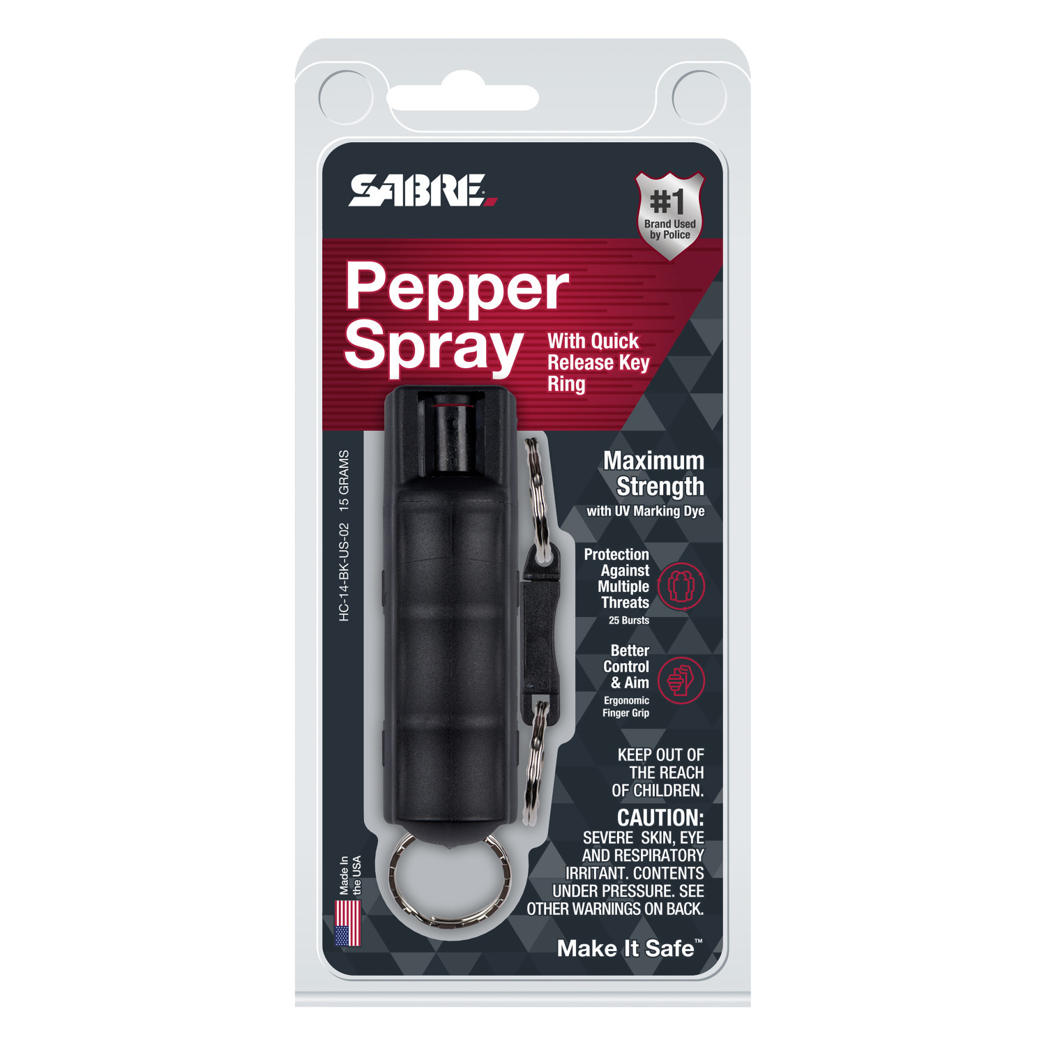 SABRE Pepper Spray Keychain w/ Quick Release Key Ring | SABRE