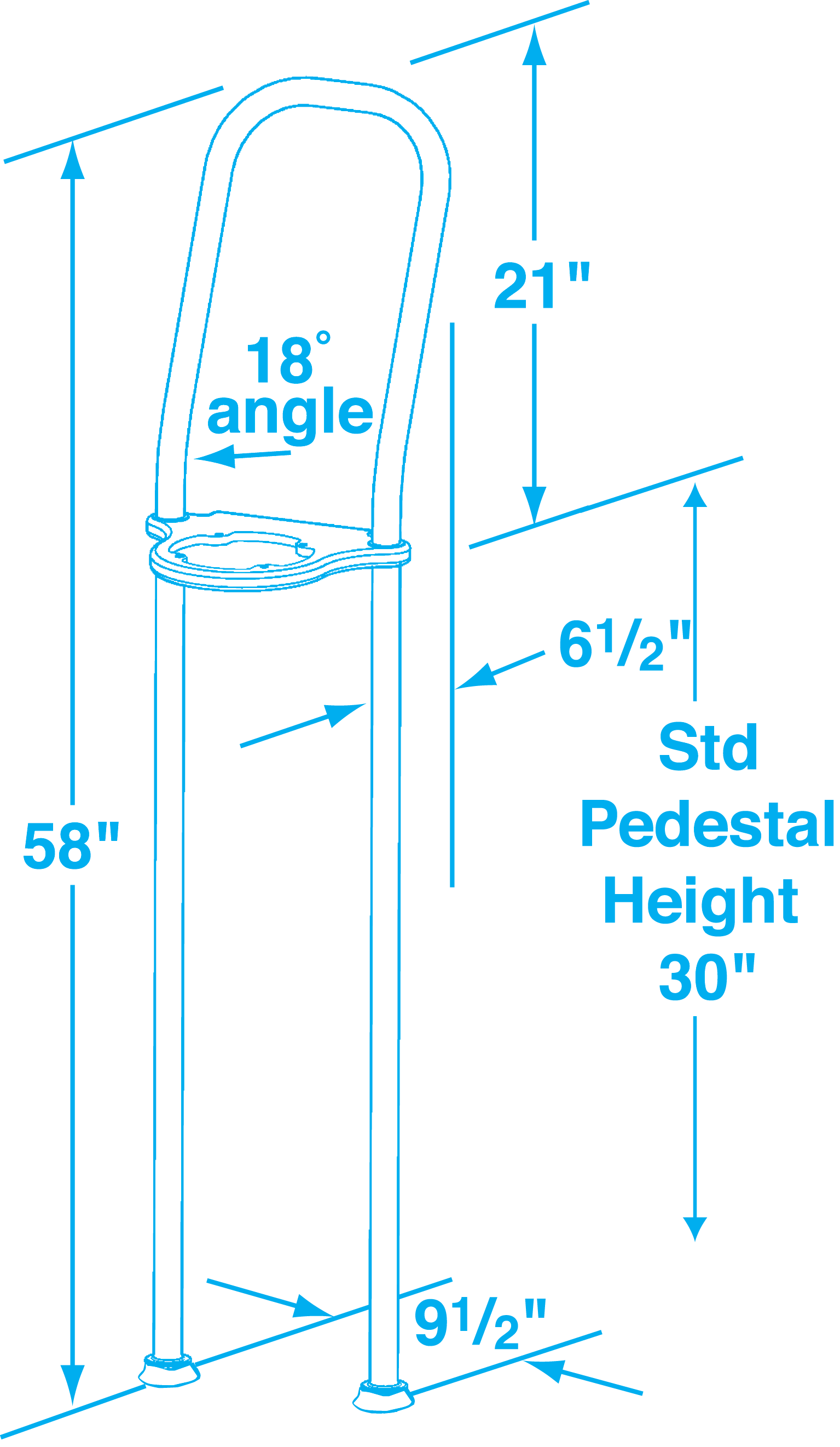 Edson Marine: Pedestal Guard Kit - 58" Angled - 8" Top Plate (1620-6-58A)