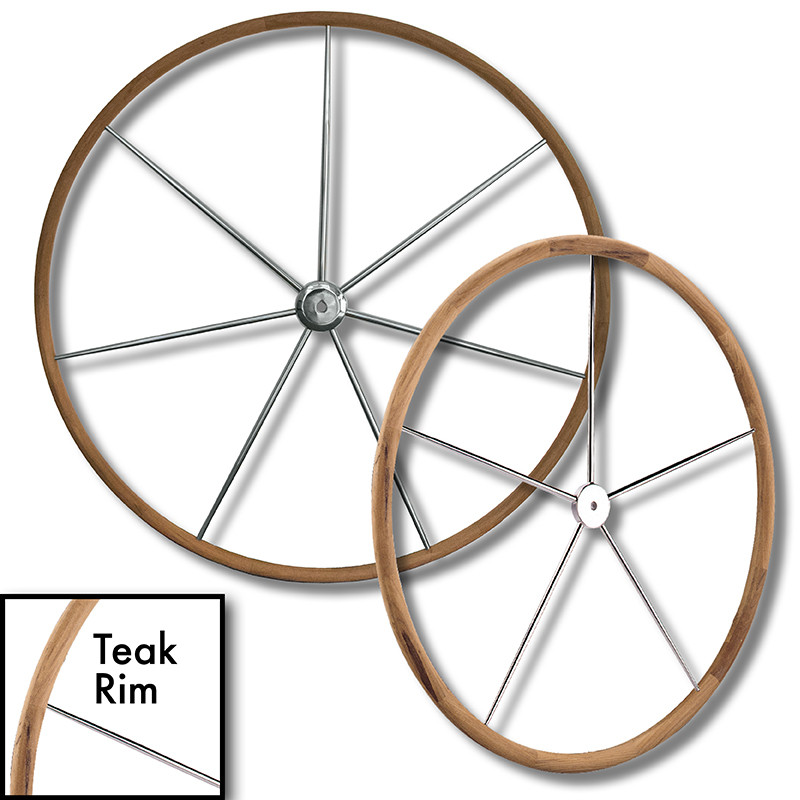 Edson Marine: Teak Rim Sailboat Destroyer Wheel