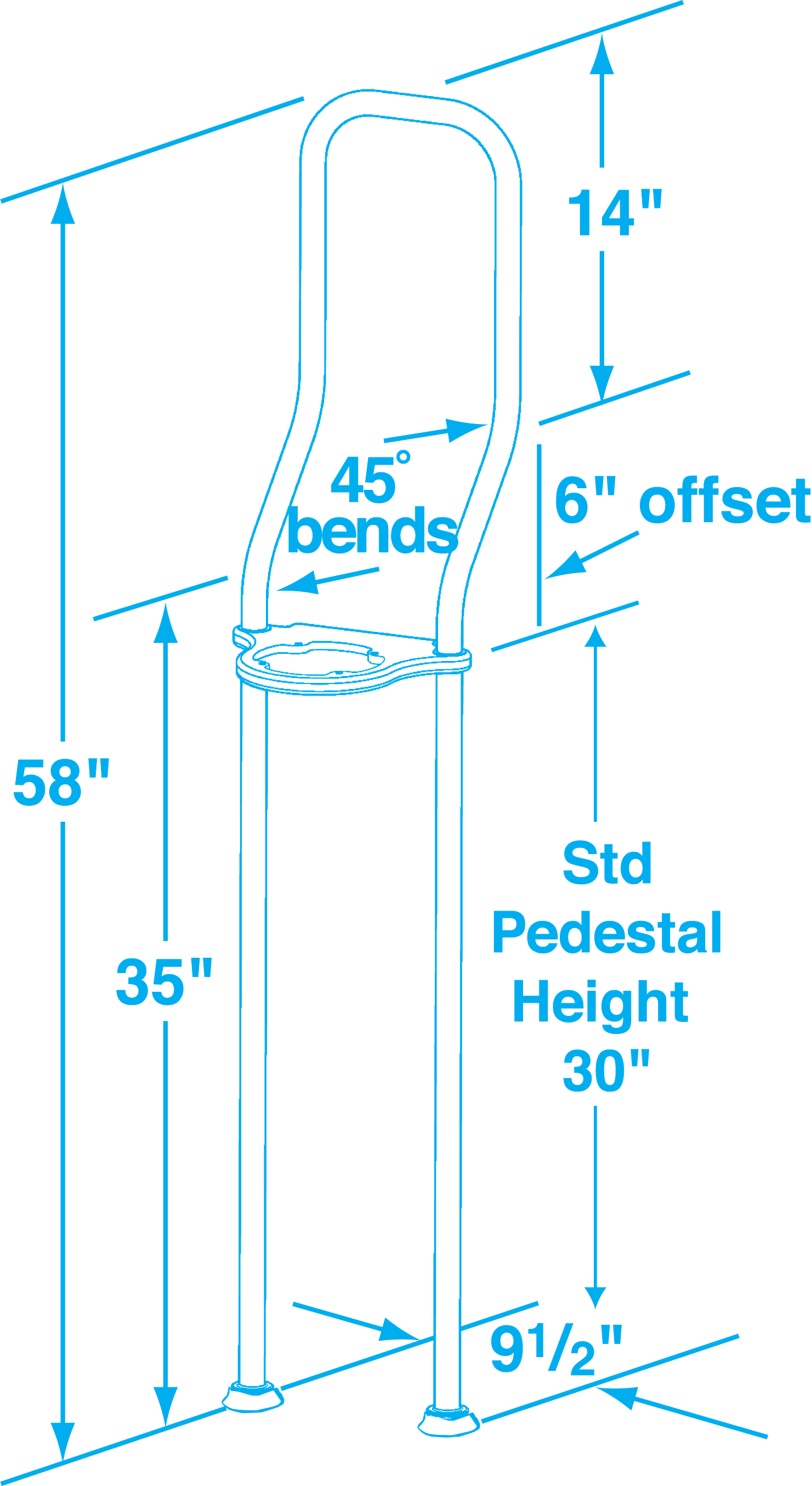 Edson Marine: Pedestal Guard Kit - 58" Offset - 8" Top Plate (1610-6-58OS)