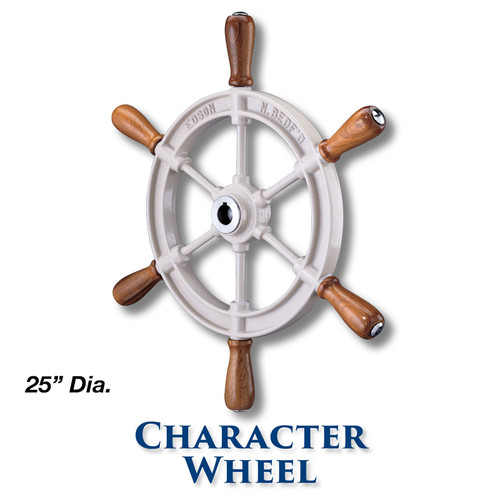 Edson Marine: 25-inch Character Wheel with Teak Handles with 1-inch ...
