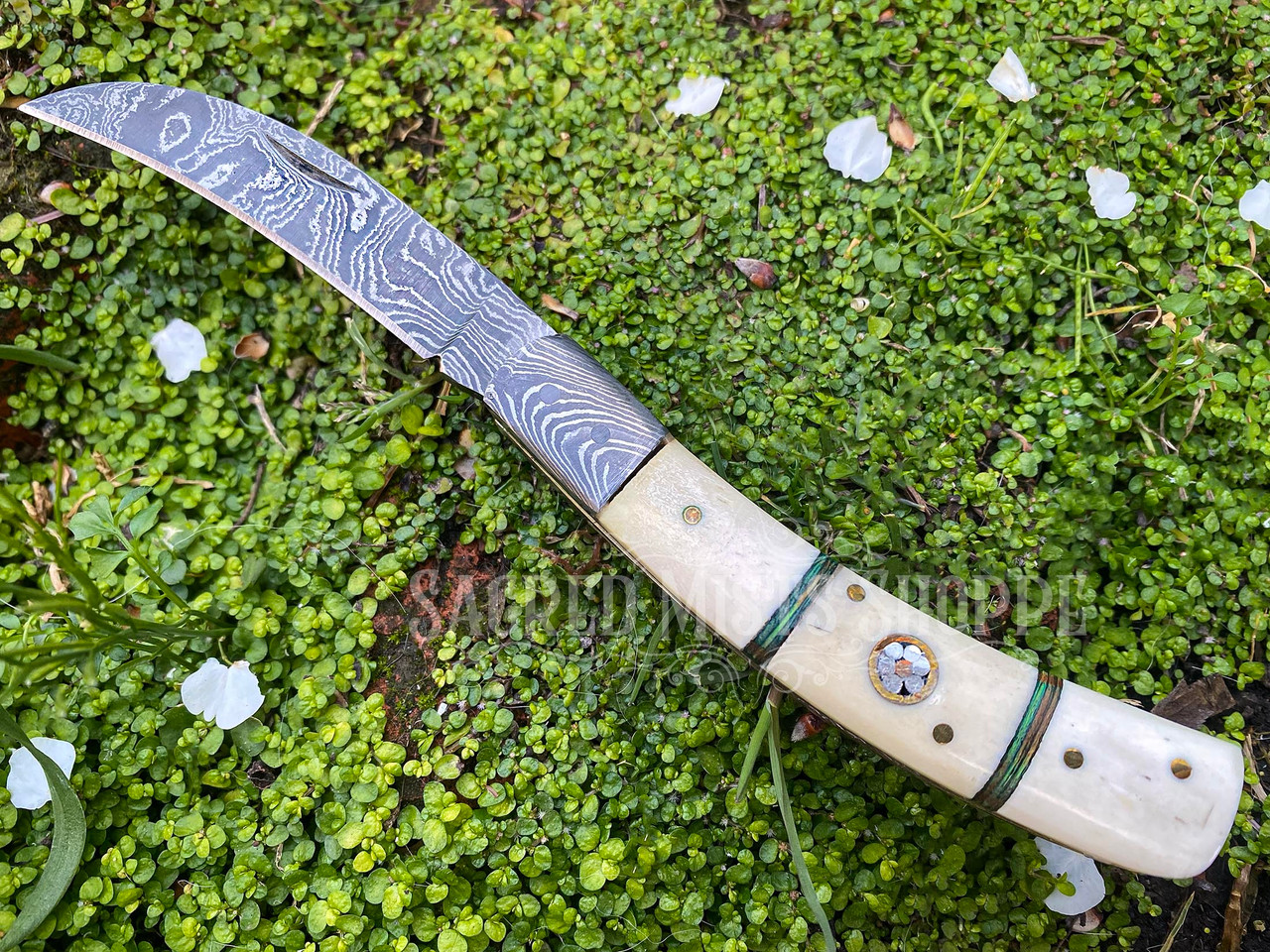 Wise Woman's Boline Folding Ritual Knife with Natural Bone Handle for ...