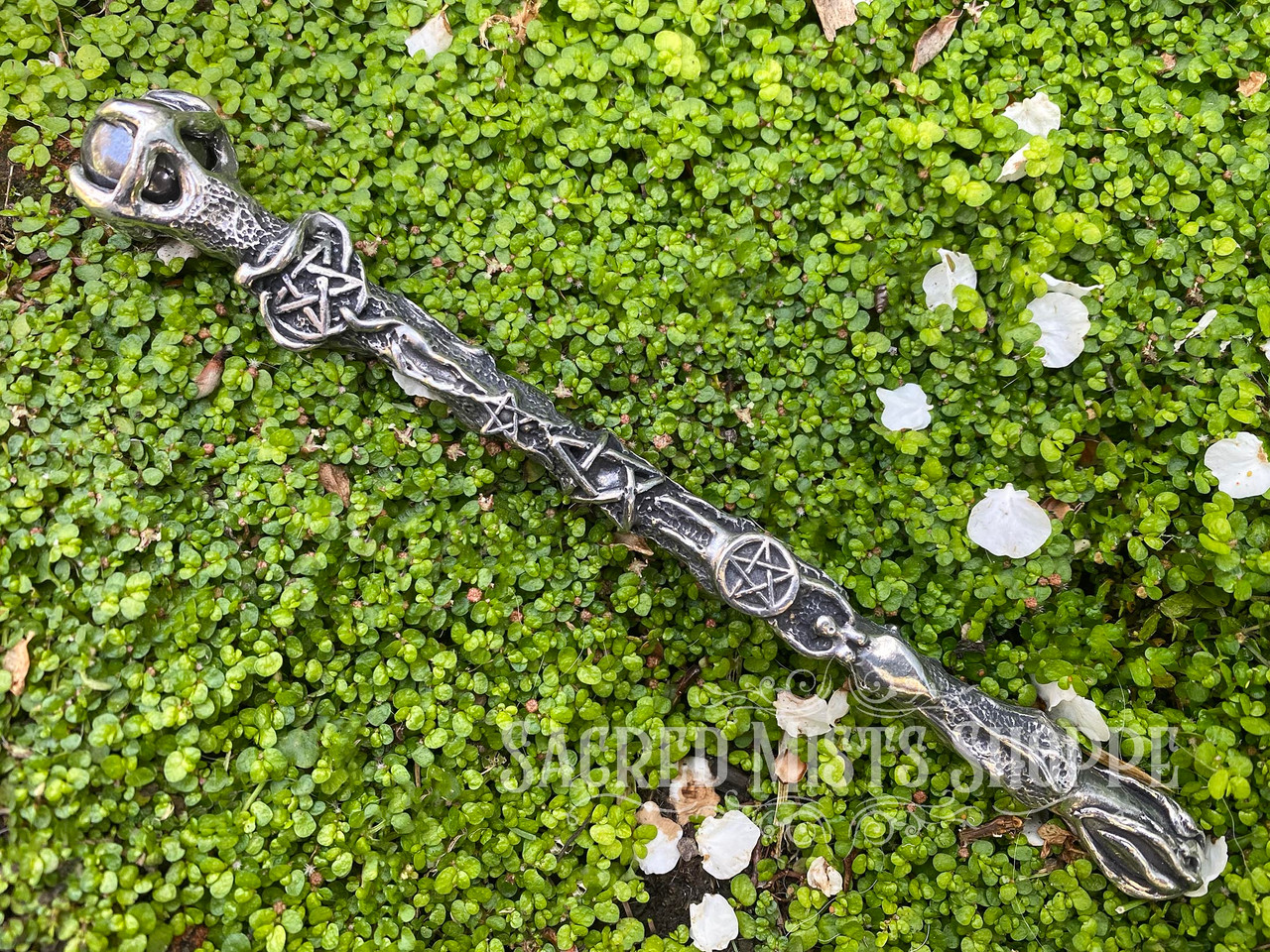 Goddess Pentacle Wand Handmade Pewter with Hematite Crystal for ...