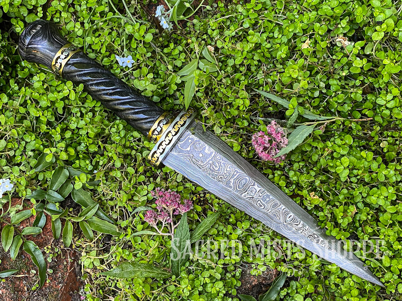 High Magick Damascus Steel & Twisted Pakkawood Athame for Ritual ...