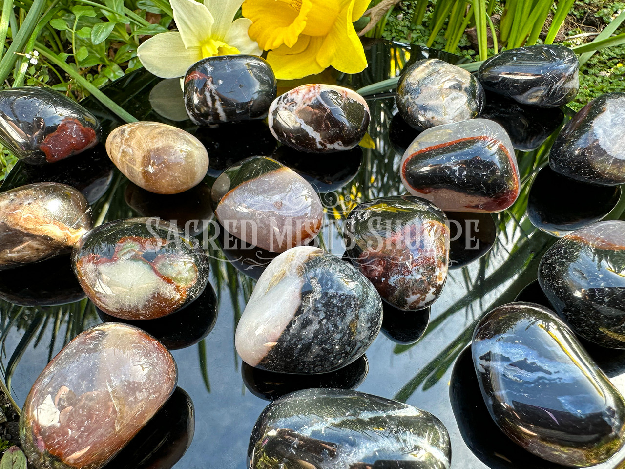 Black Sardonyx Tumbled Crystal Large for Strength, Protection ...