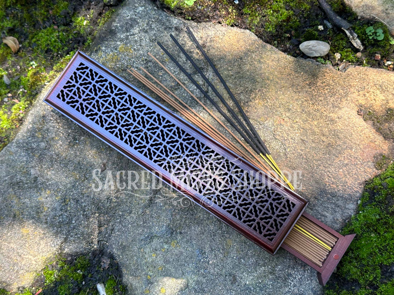 Incense Burner Coffin Box Handmade Rosewood Finish with Fire Safe Felt ...
