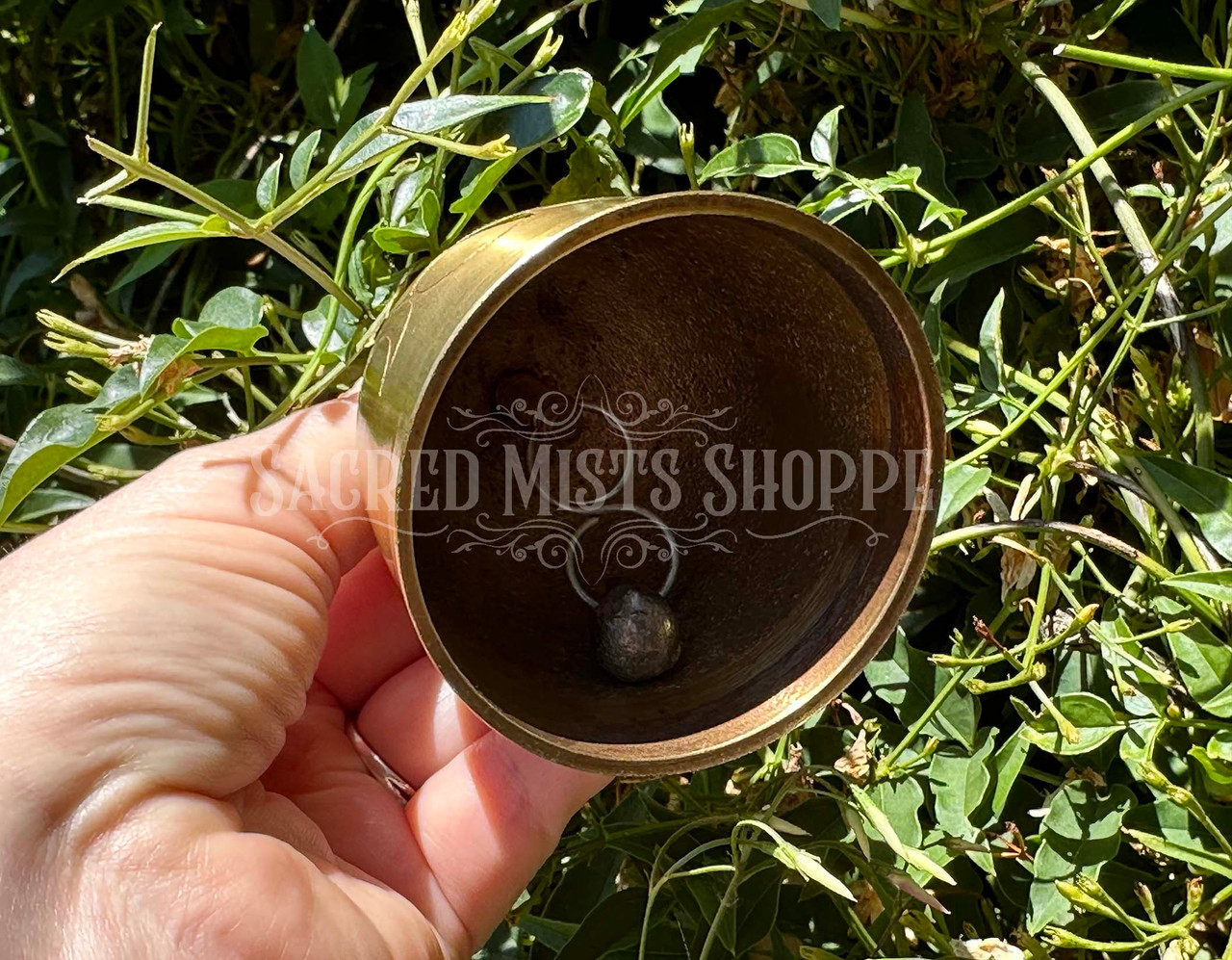 Melody of the Moon Bell: Triple Goddess Brass Altar Bell with Crescent ...