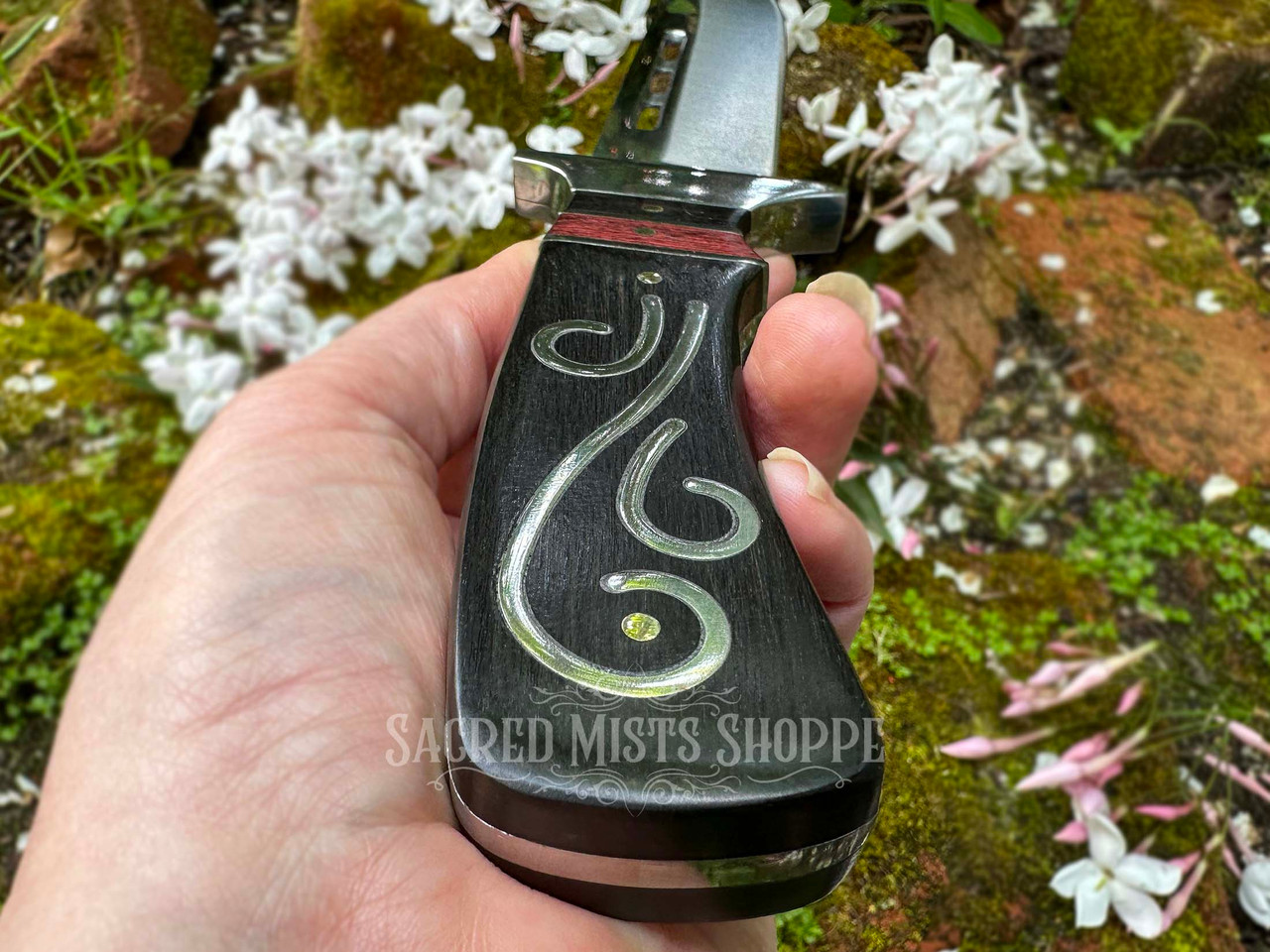 Enchanted Witch's Ritual Knife Athame with Black Wood Handle, Red Wood ...