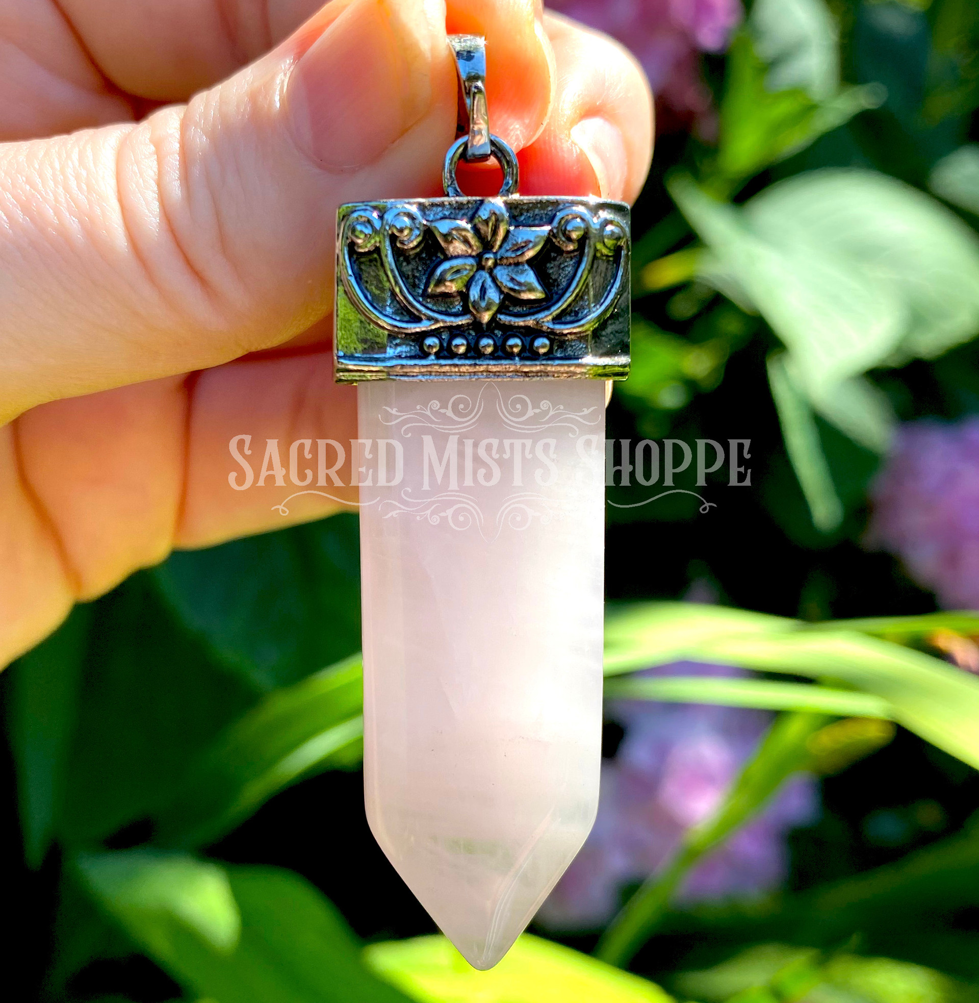 Rose Quartz Crystal Point Pendant | Sacred Mists Shoppe
